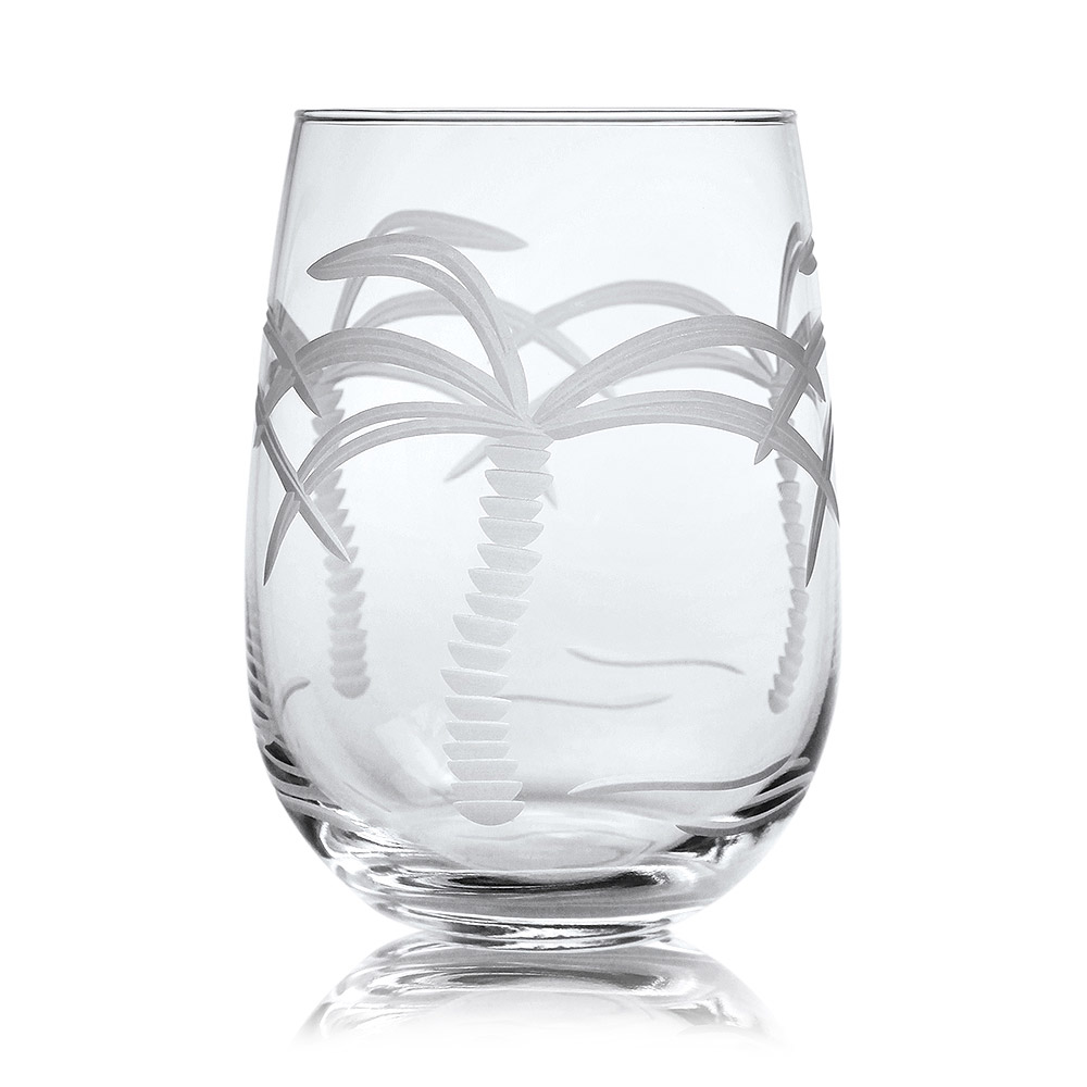 Rolf Glass Palm Tree Stemless Wine Glasses Allthingscrystal