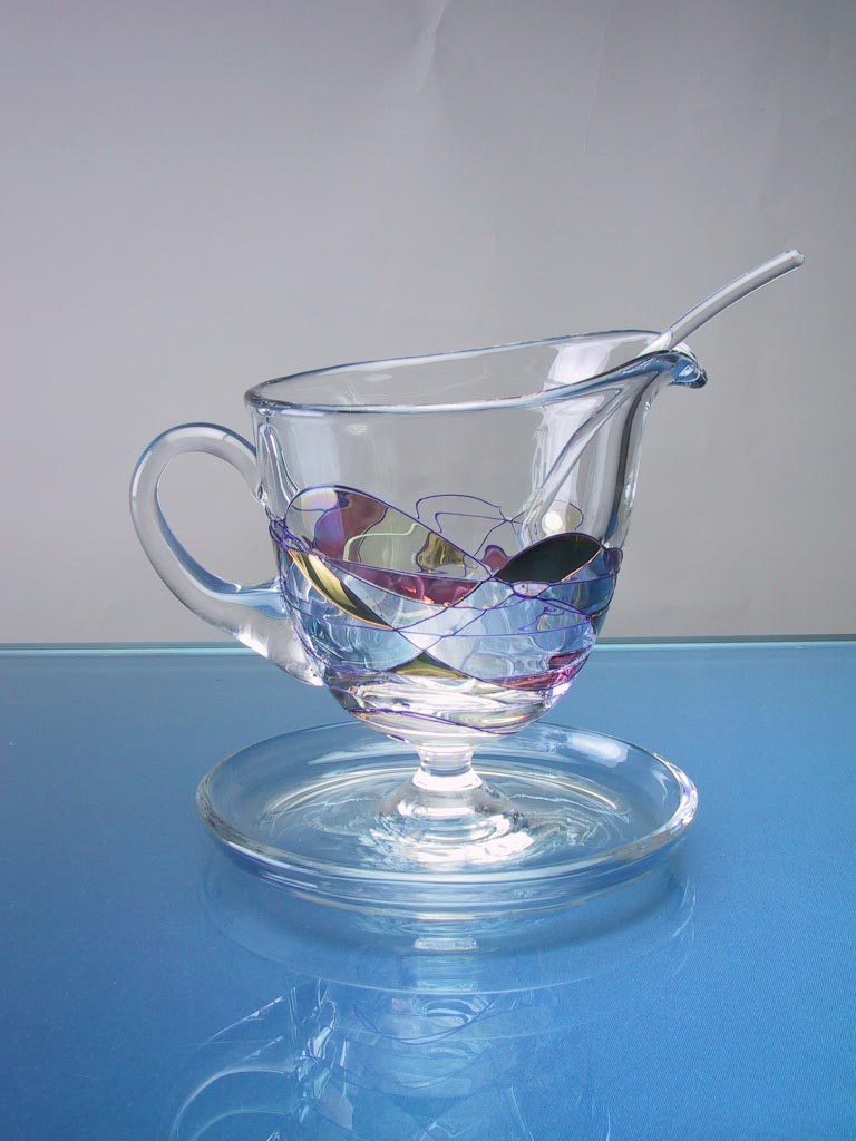 Romanian stained glass wine glasses and barware, Milano Collection ...